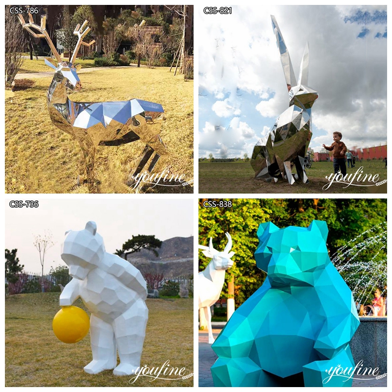 Modern Mirror Polished Metal Bear Sculpture Decor for Sale CSS-668- Outdoor |artwork metal ...